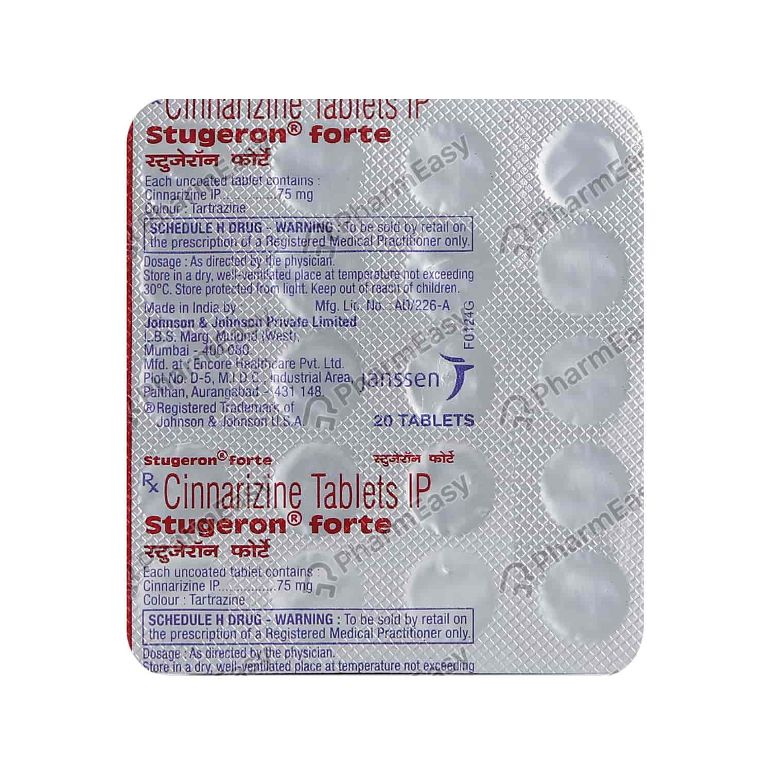 Buy Stugeron Forte 75mg Strip Of 20 Tablets Online at Flat 18% OFF ...
