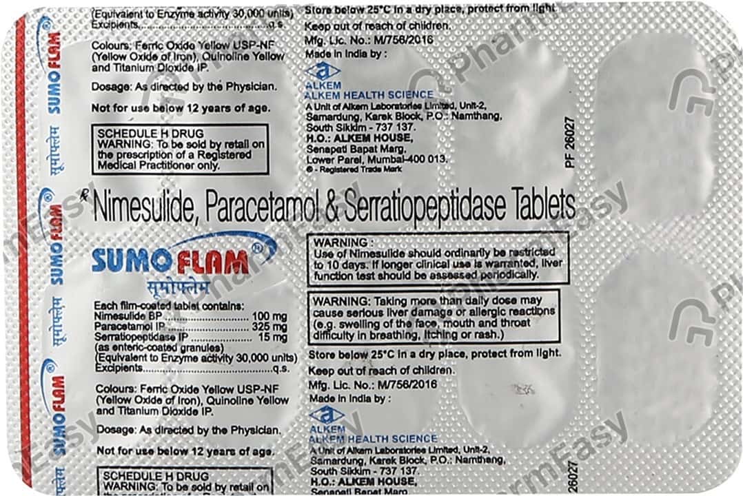Buy Sumoflam Strip Of 10 Tablets Online at Flat 15% OFF | PharmEasy