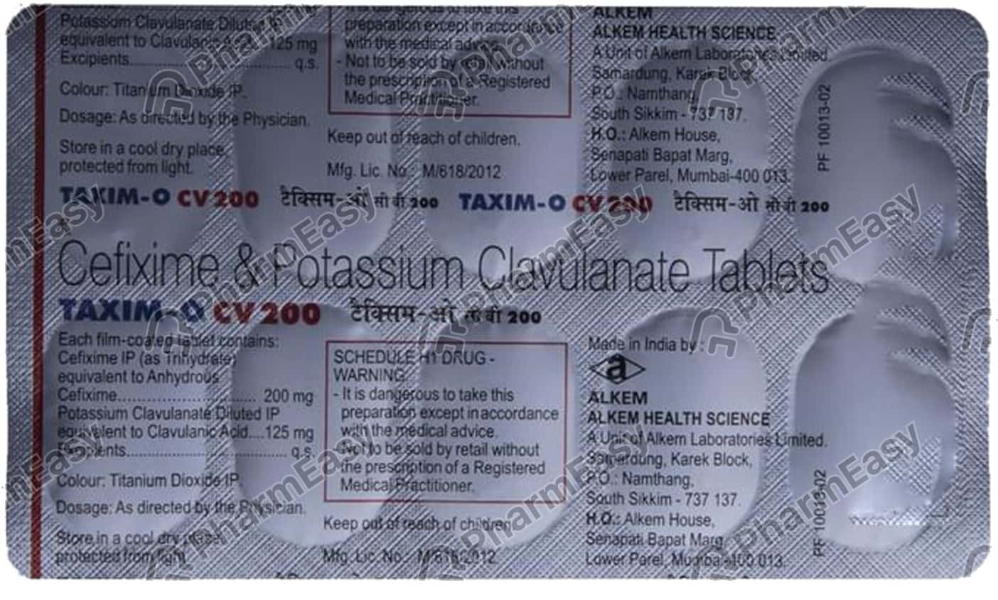Taxim O Cv 200mg Strip Of 10 Tablets: Uses, Side Effects, Price ...