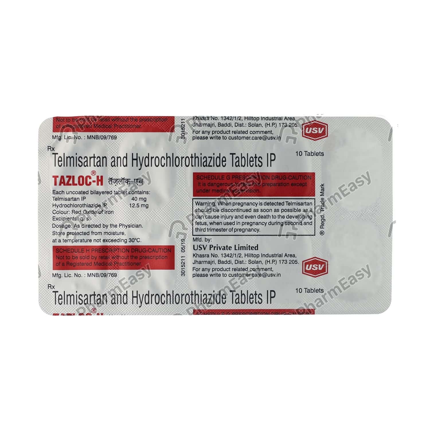 Tazloc H 40mg Strip Of 10 Tablets - Uses, Side Effects, Dosage ...