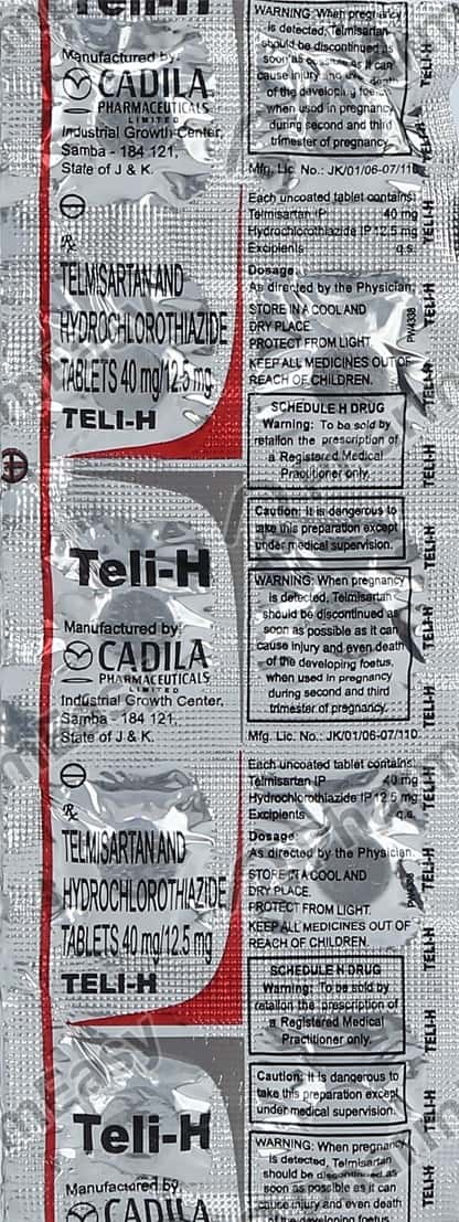 Teli H 40mg Strip Of 10 Tablets: Uses, Side Effects, Price & Dosage ...
