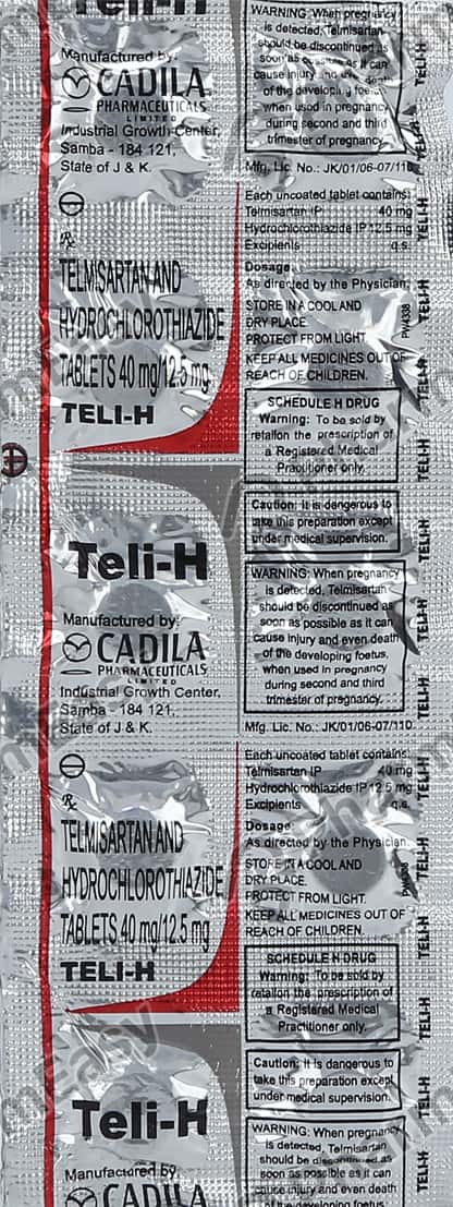 Teli H 40mg Strip Of 10 Tablets: Uses, Side Effects, Price & Dosage ...