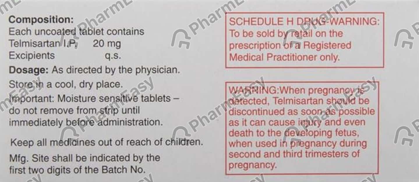 Telma 20 MG Tablet (10): Uses, Side Effects, Price & Dosage | PharmEasy