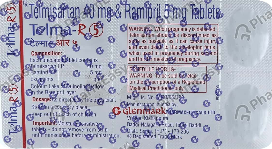 Telma R 5mg Tablet: Uses, Side Effects, Price & Dosage | PharmEasy