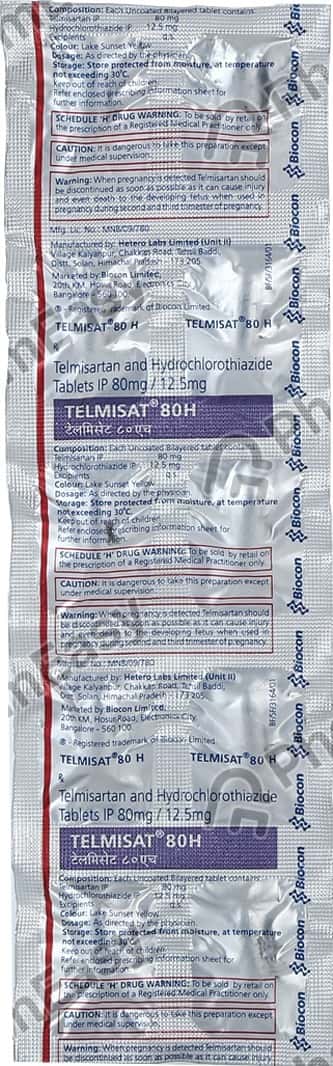 Telmisat H 80mg Tablet: Uses, Side Effects, Price & Dosage | PharmEasy