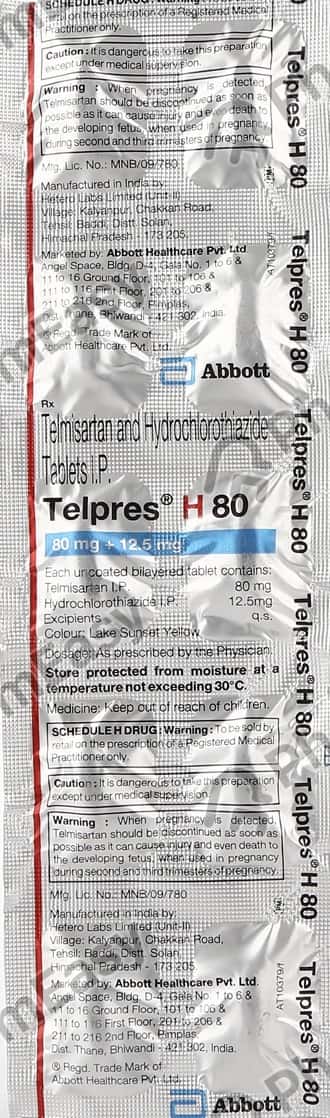Telza H 80mg Tablet: Uses, Side Effects, Price & Dosage | PharmEasy