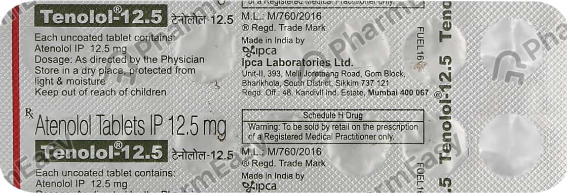 Tenolol 12.5 MG Tablet (14): Uses, Side Effects, Price & Dosage | PharmEasy