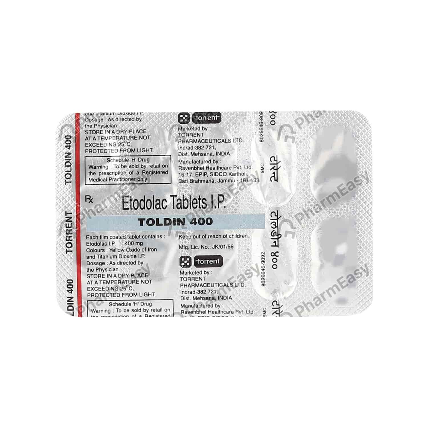 Buy Toldin 400mg Tablet Online at flat 15% off | PharmEasy