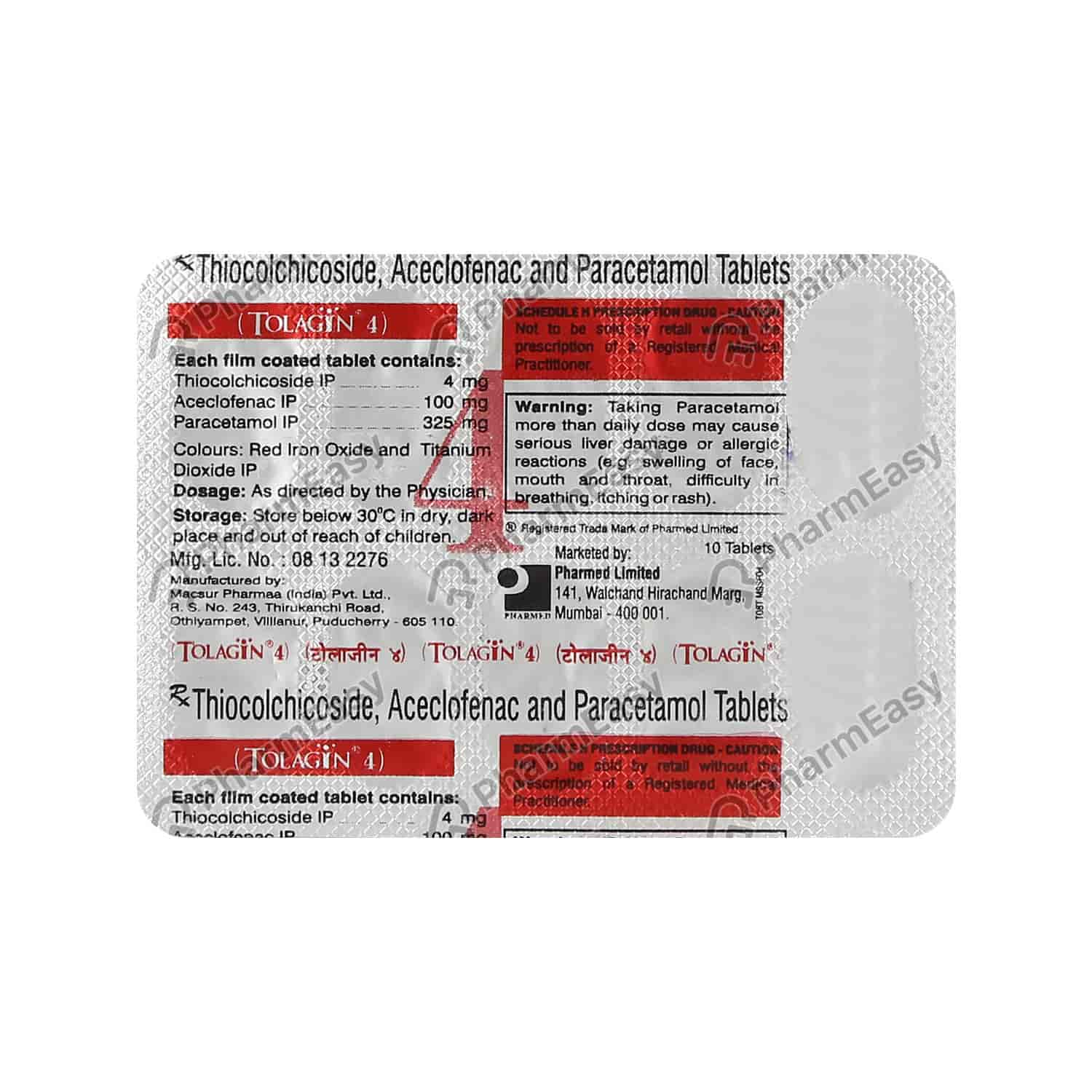 Buy Tolagin 4mg Strip Of 10 Tablets Online at Flat 18% OFF* | PharmEasy