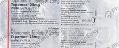 Topamac 25 MG Tablet (10): Uses, Side Effects, Price & Dosage | PharmEasy