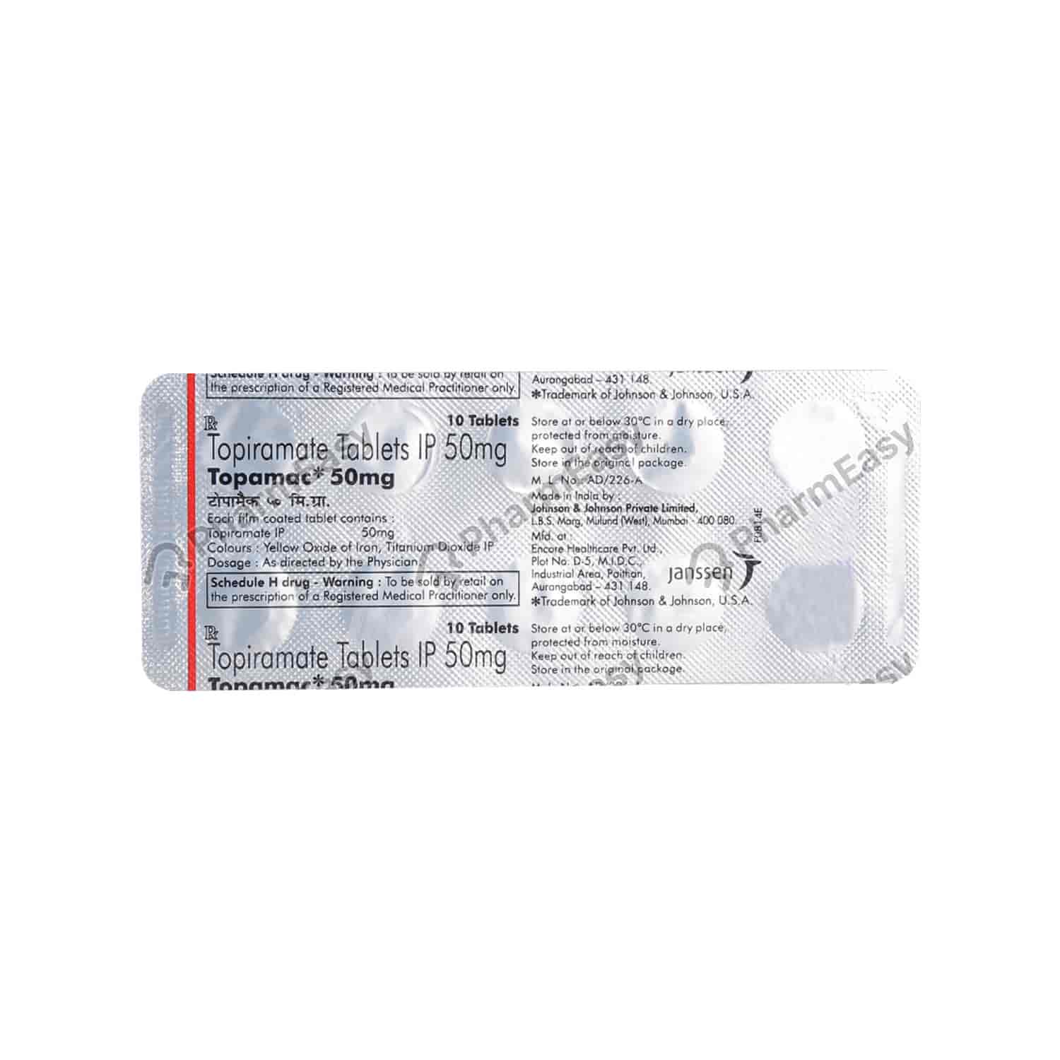 Buy Topamac 50mg Tablet Online at flat 15% off | PharmEasy