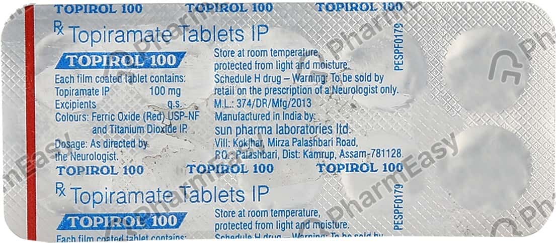 Topirol 100 MG Tablet (10): Uses, Side Effects, Price & Dosage | PharmEasy