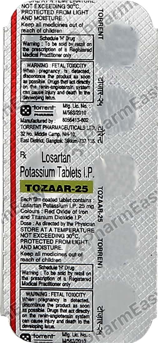 Tozaar 25 MG Tablet (10): Uses, Side Effects, Price & Dosage | PharmEasy