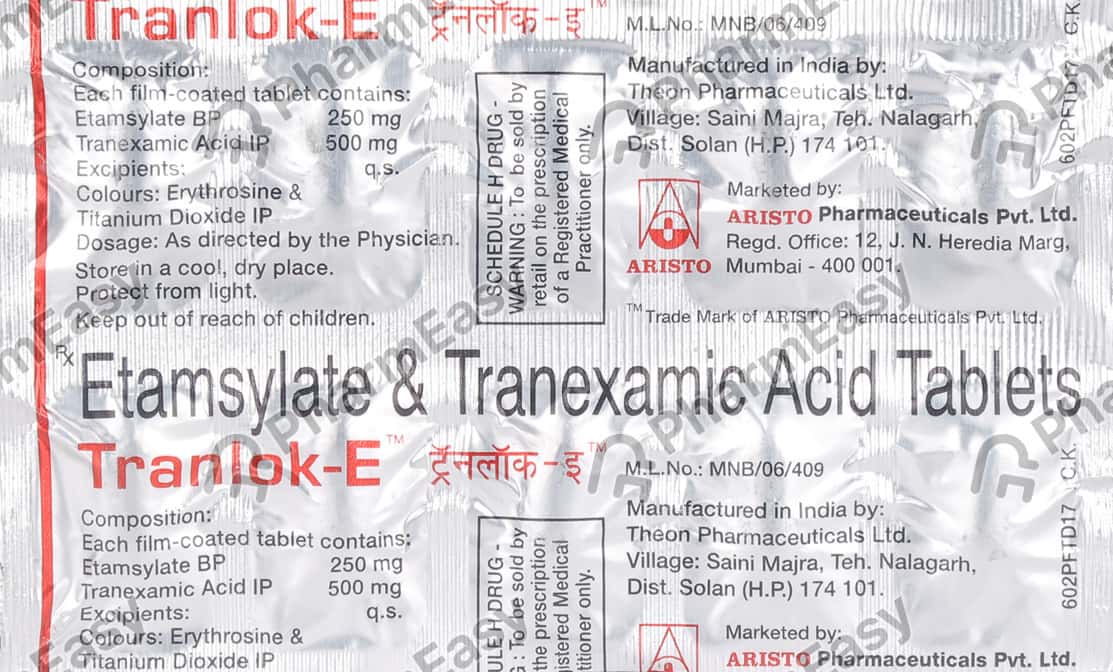 Tranlok E Strip Of 10 Tablets: Uses, Side Effects, Price & Dosage ...