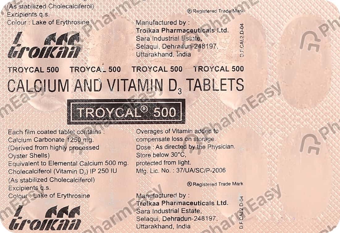 Troycal 500mg Strip Of 10 Tablets: Uses, Side Effects, Price & Dosage ...
