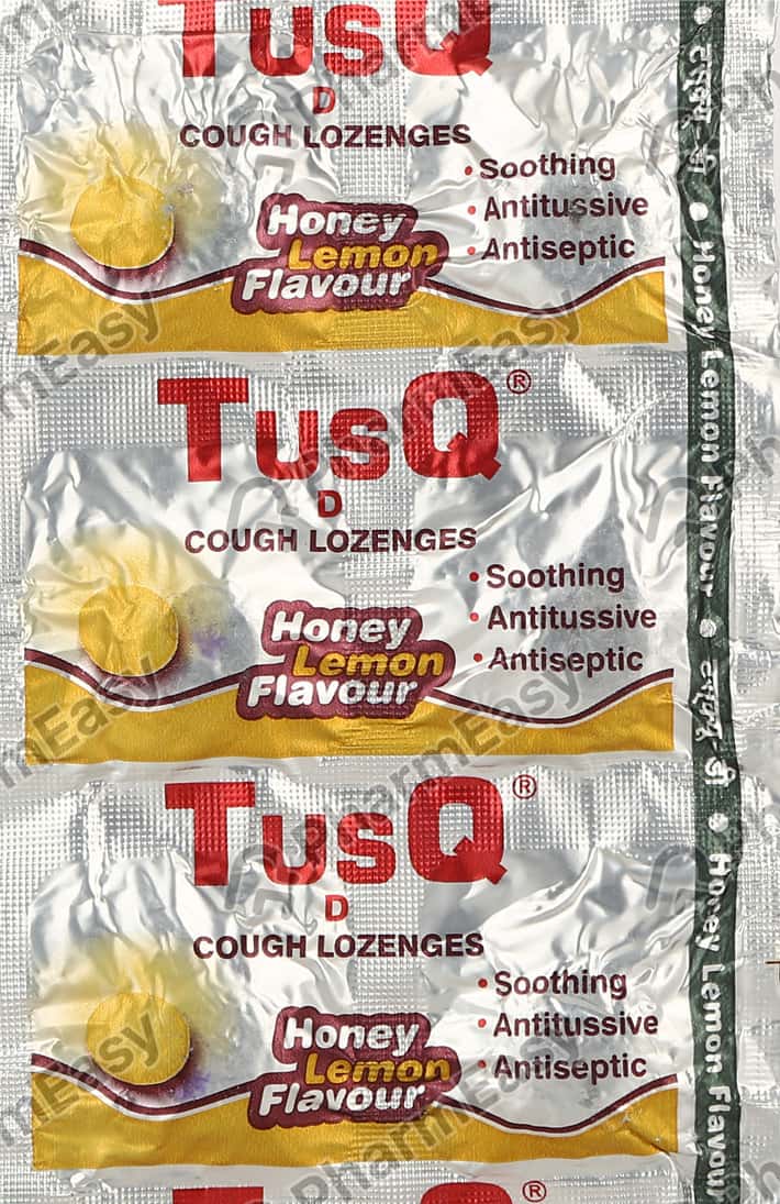 Buy Tusq D Honey Lemon Flavour Strip Of 6 Cough Lozenges Online at Flat ...