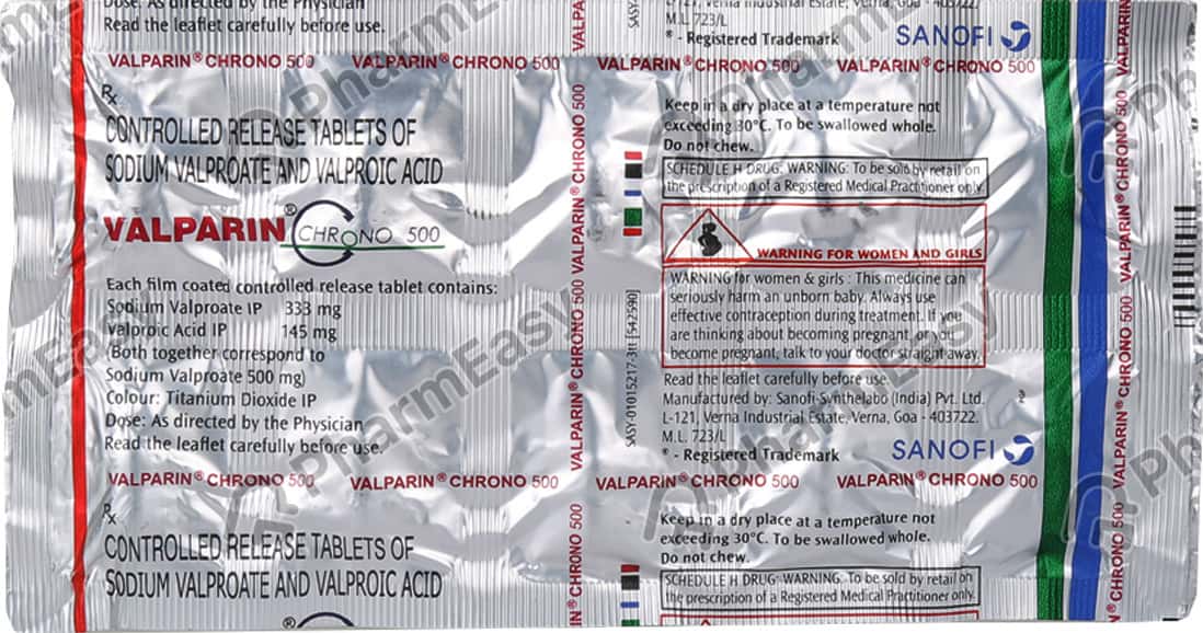 Valparin Chrono 500mg Strip Of 10 Tablets: Uses, Side Effects, Price ...