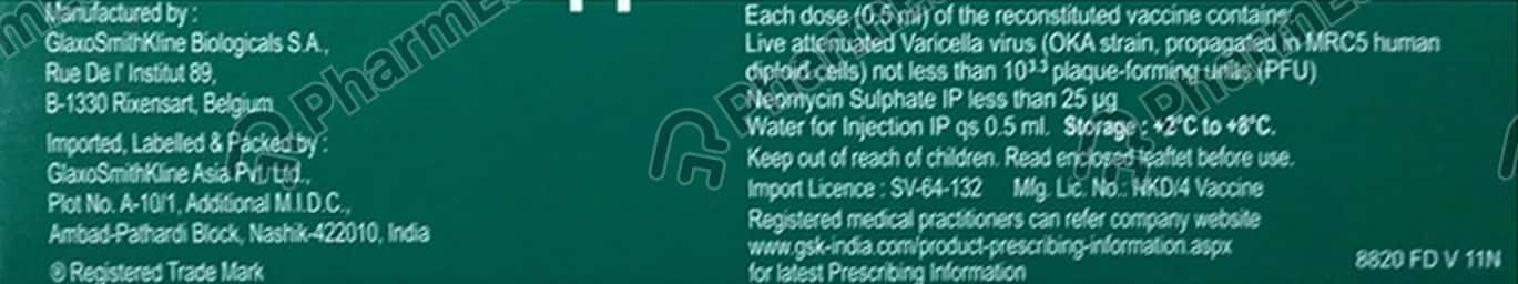 Buy Varilrix Powder For Vaccine (0.5) Online at Flat 15% OFF | PharmEasy