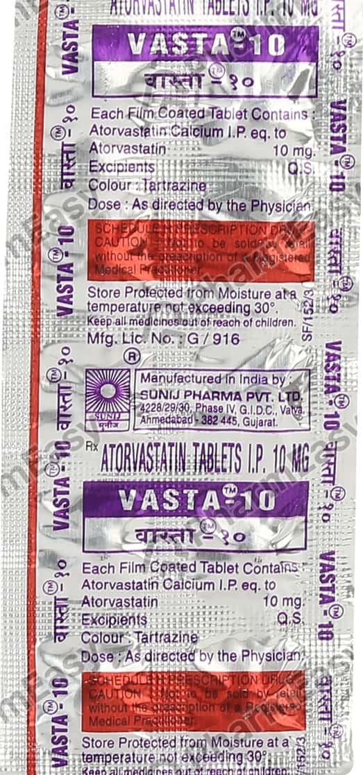 Vasta 10 MG Tablet (10): Uses, Side Effects, Price & Dosage | PharmEasy