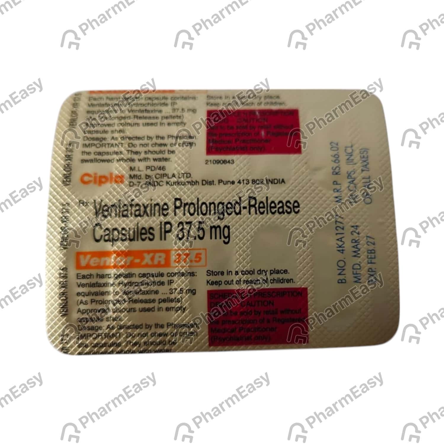 Venlor Er 37.5 MG Capsule (10): Uses, Side Effects, Price & Dosage ...