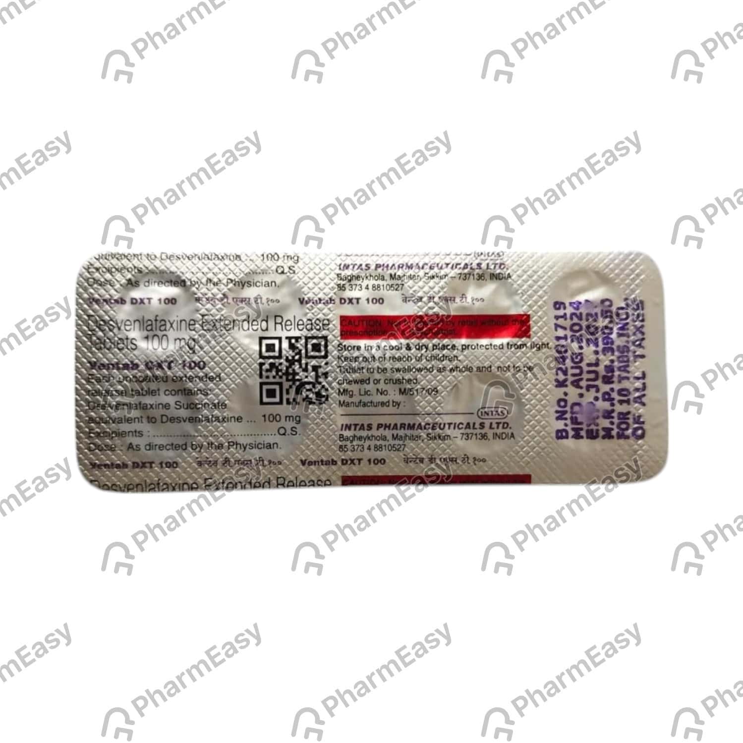 Ventab Dxt Er 100 MG Tablet (10): Uses, Side Effects, Price & Dosage ...