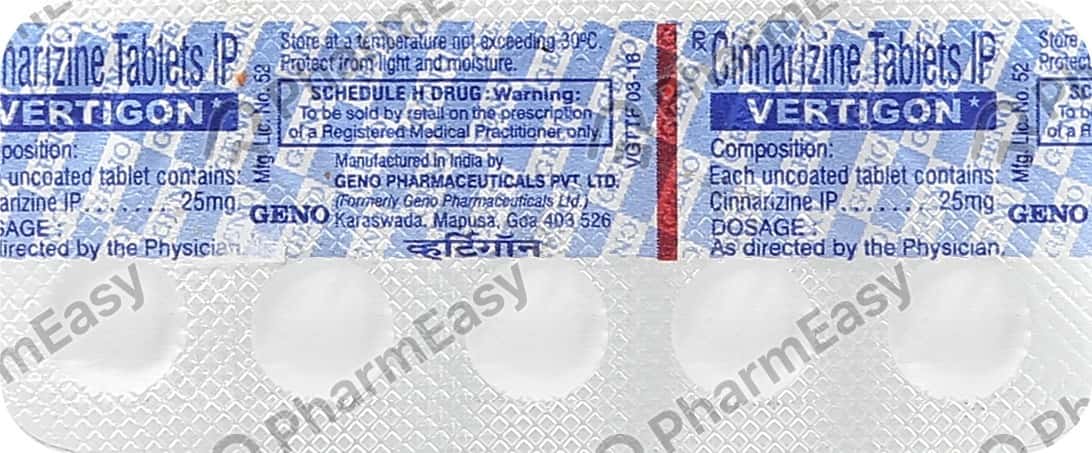 Vertigon 25 MG Tablet (10): Uses, Side Effects, Price, Dosage ...