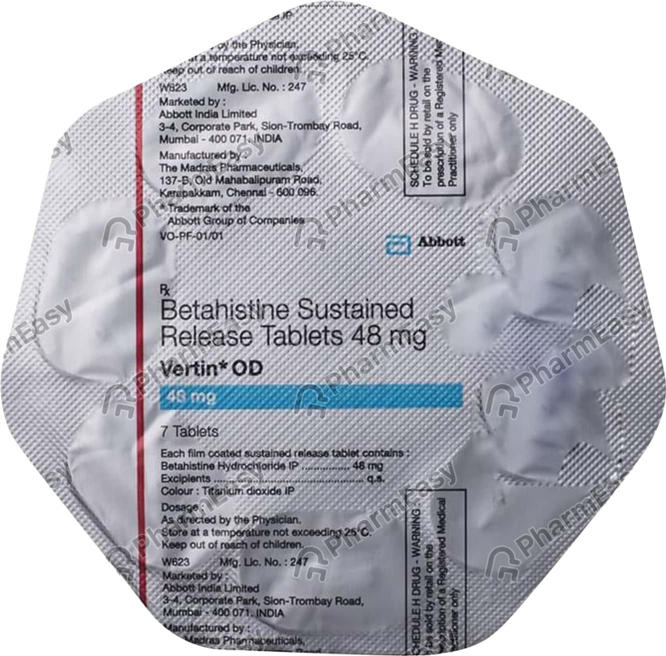 Vertin Od 48 MG Tablet (7): Uses, Side Effects, Price & Dosage | PharmEasy