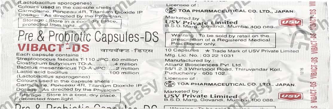 Vibact DS Capsule: Uses, Side-effects, Price, Dosage & More Info ...