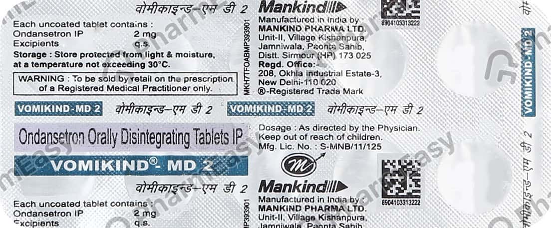 Vomikind Md 2 MG Tablet (10): Uses, Side Effects, Price & Dosage ...