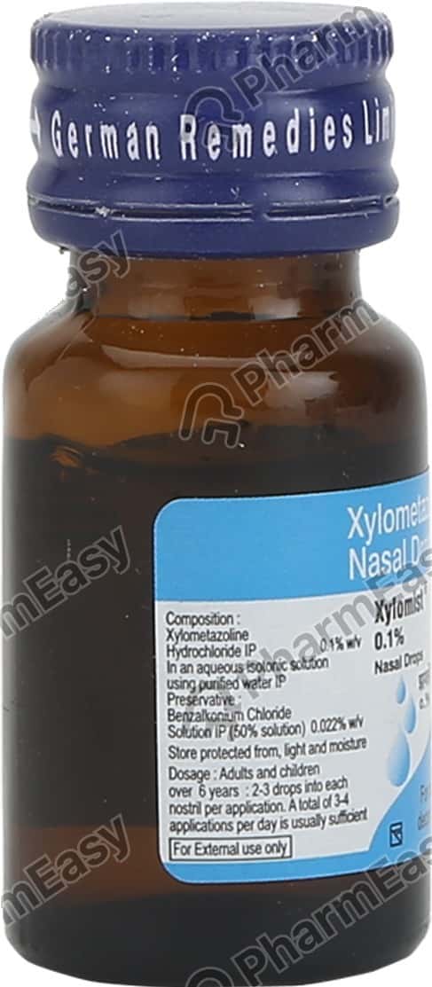 Xylomist 0.1 %W/V Nasal Drop (10): Uses, Side Effects, Price & Dosage ...