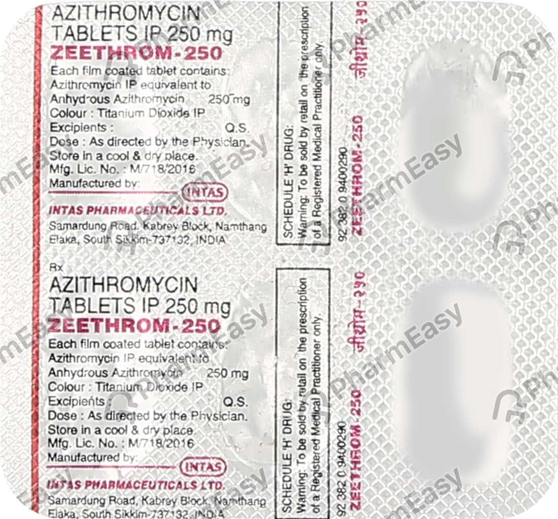 Zeethrom 250 MG Tablet (6): Uses, Side Effects, Price & Dosage | PharmEasy