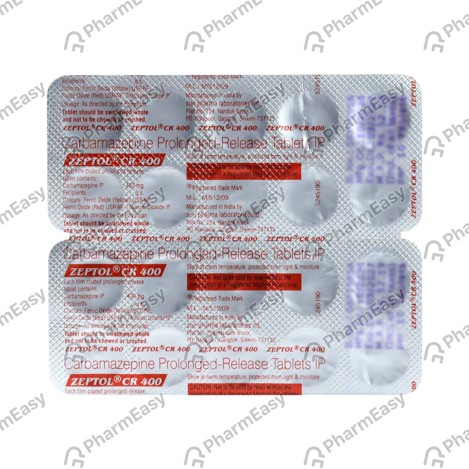 Zeptol Cr 400 MG Tablet (10): Uses, Side Effects, Price & Dosage ...