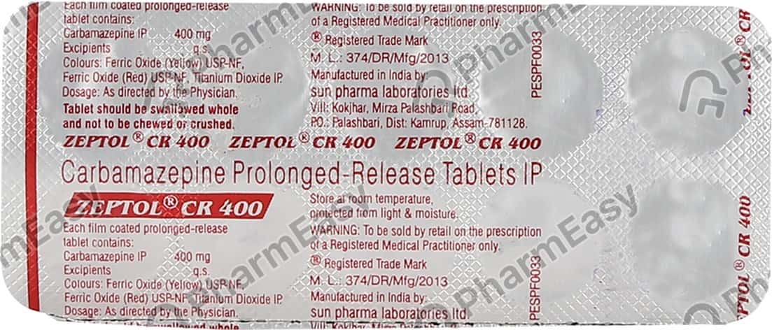 Zeptol Cr 400 MG Tablet (10): Uses, Side Effects, Price & Dosage ...