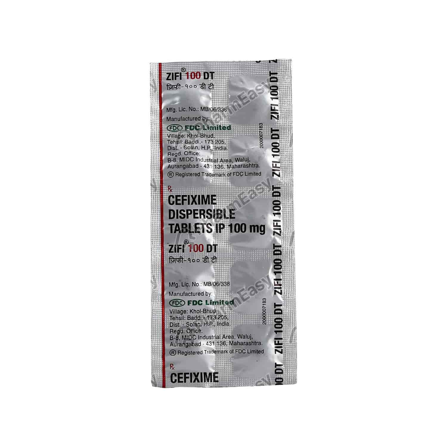Zifi Dt 100mg Tablet - Uses, Side Effects, Dosage, Composition & Price ...