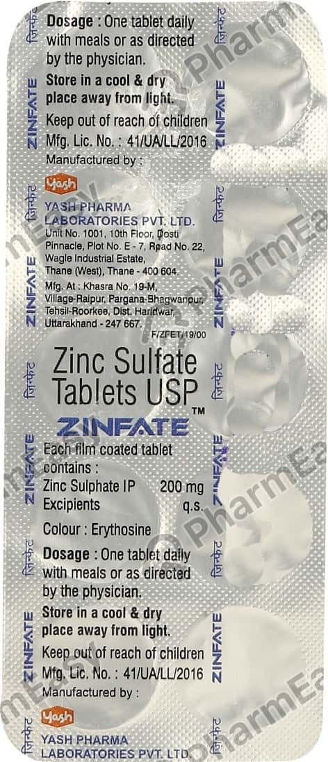 Zinfate 200 MG Tablet (10): Uses, Side Effects, Price & Dosage | PharmEasy