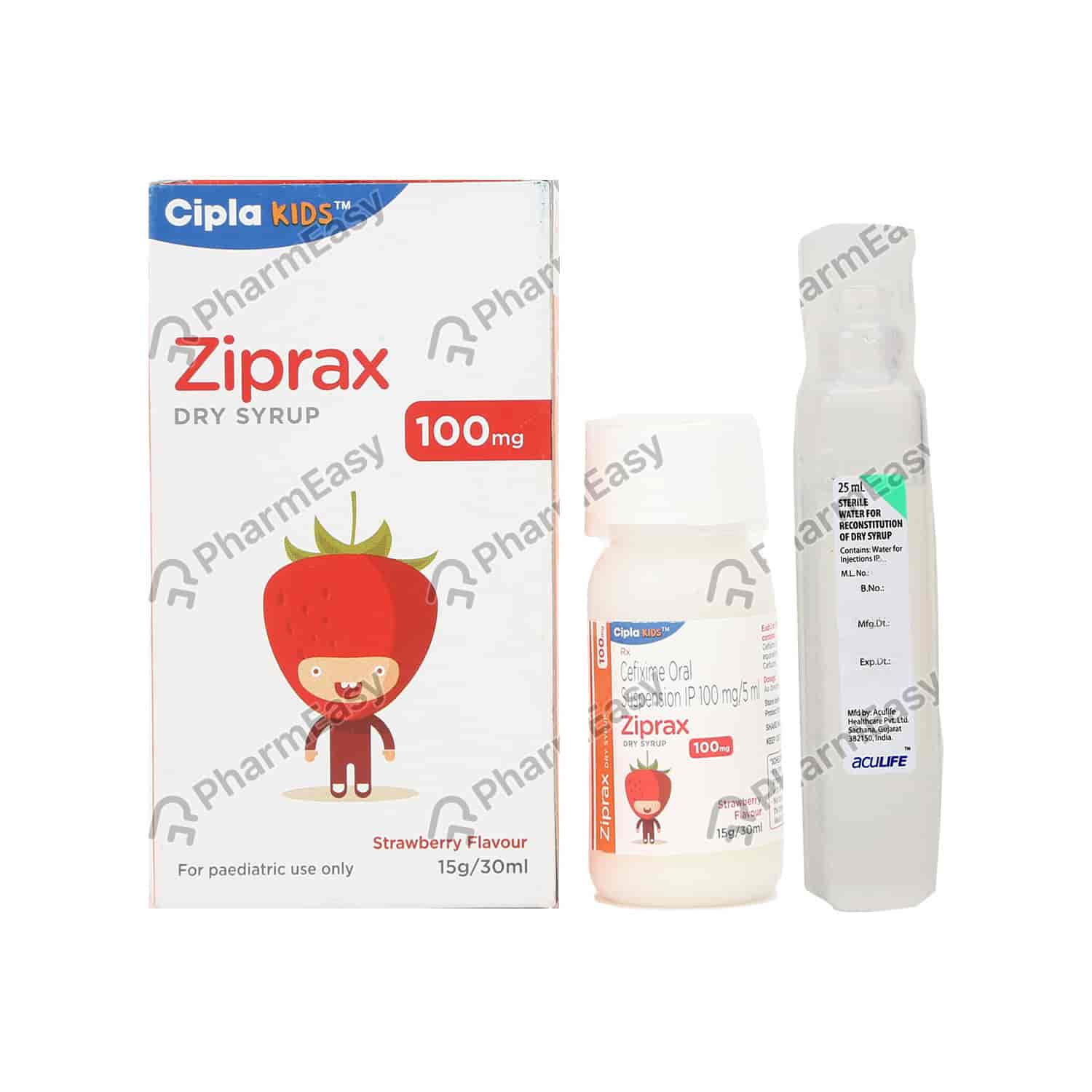 Ziprax 100mg Strawberry Flav Dry Syrup 30ml - Uses, Side Effects ...