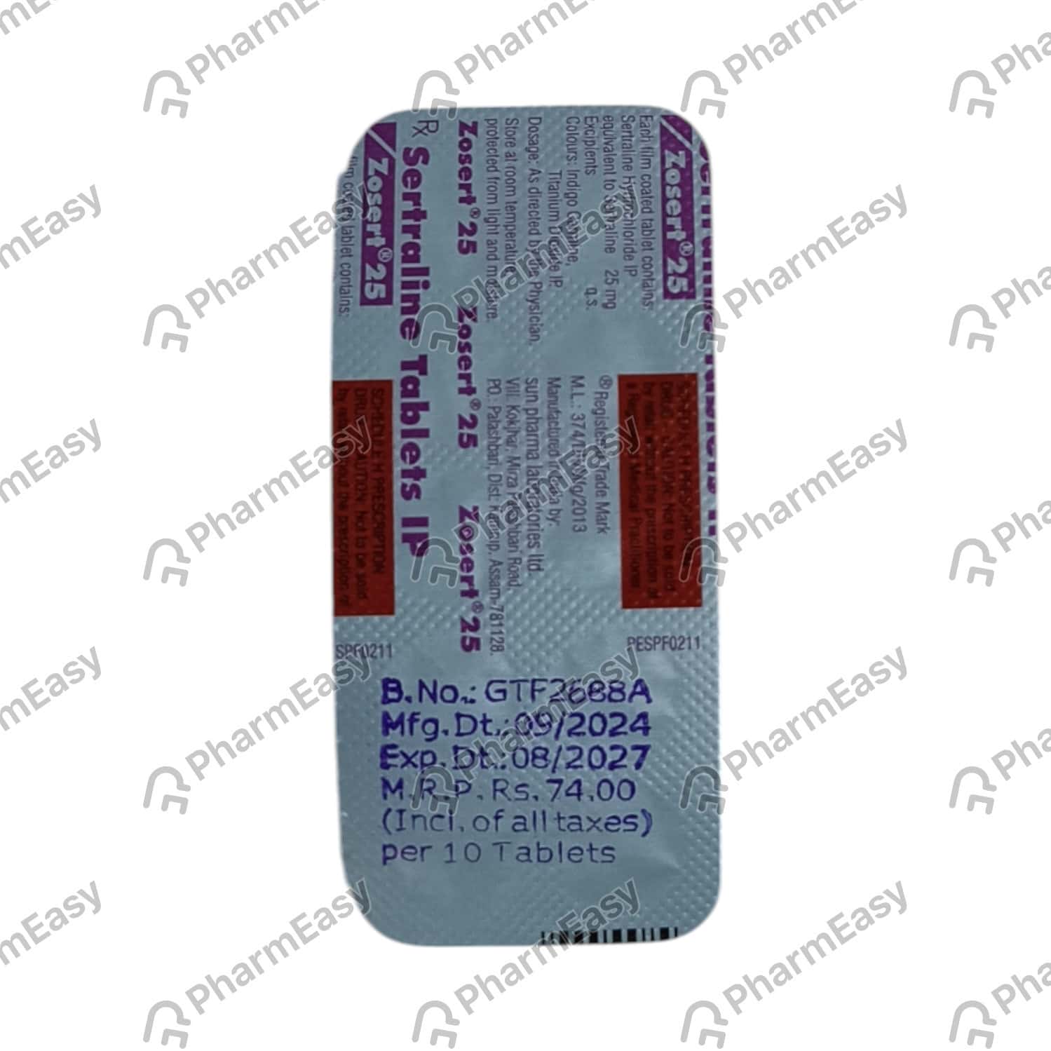 Zosert 25 MG Tablet (10): Uses, Side Effects, Price & Dosage | PharmEasy