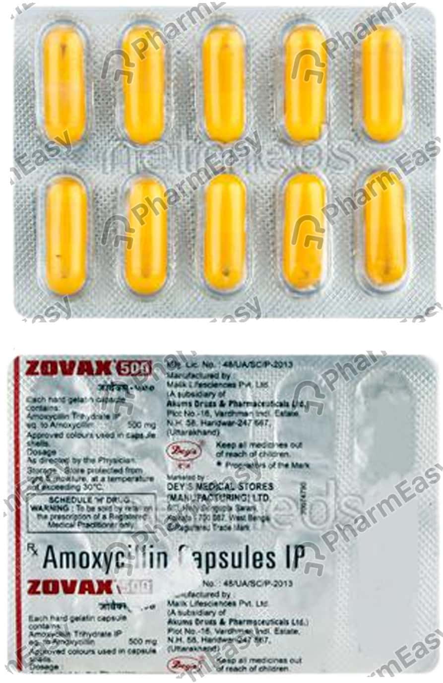 Zovax 500 MG Capsule (10): Uses, Side Effects, Price & Dosage | PharmEasy
