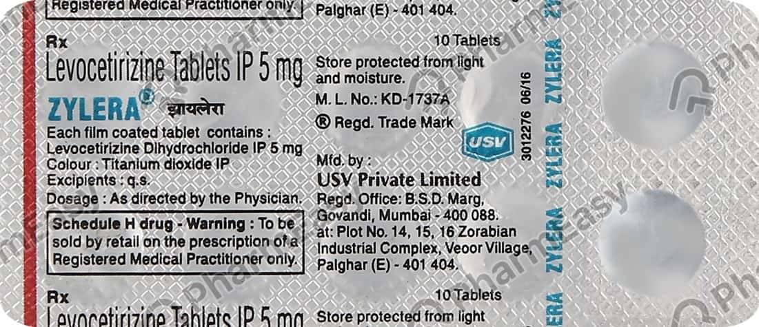 Zylera 5 MG Tablet (10): Uses, Side Effects, Price & Dosage | PharmEasy