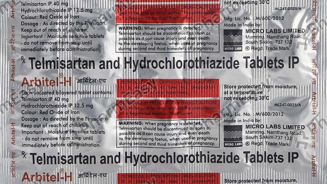 Arbitel H 40mg Strip Of 10 Tablets: Uses, Side Effects, Price & Dosage ...