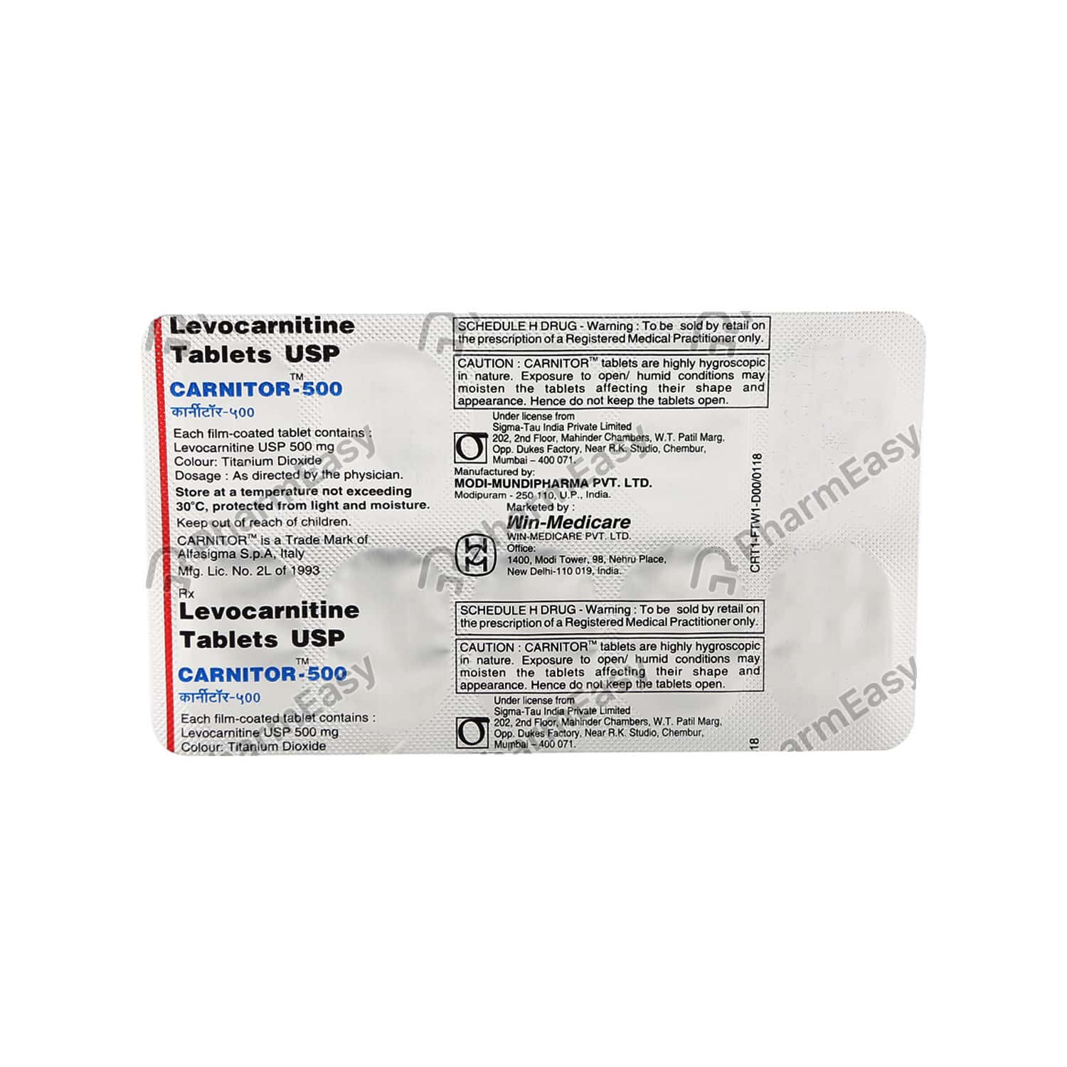 Buy Carnitor 500 MG Tablet (10) Online at Flat 18% OFF* | PharmEasy