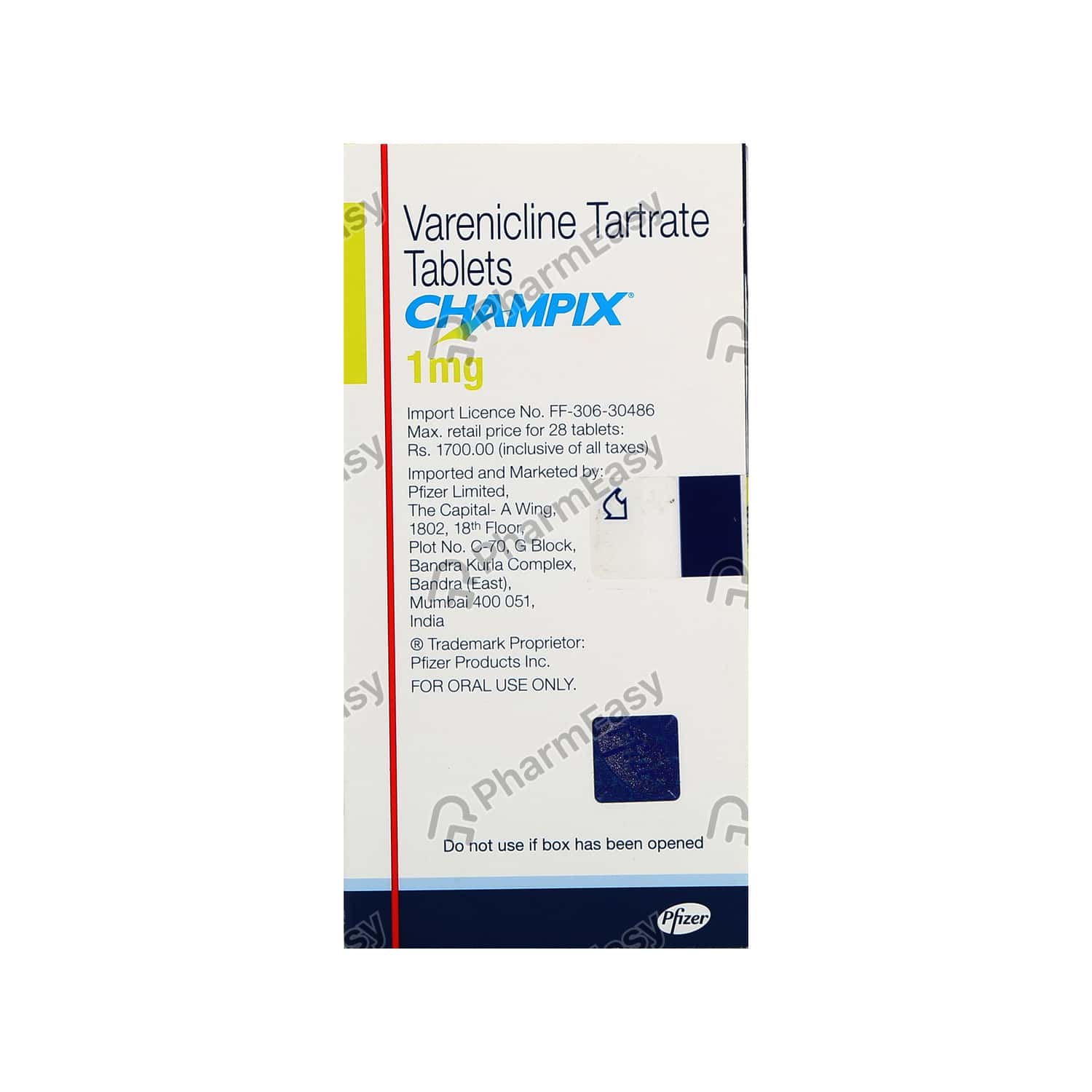 Buy Champix 1 MG Tablet (28) Online at Flat 18% OFF* | PharmEasy