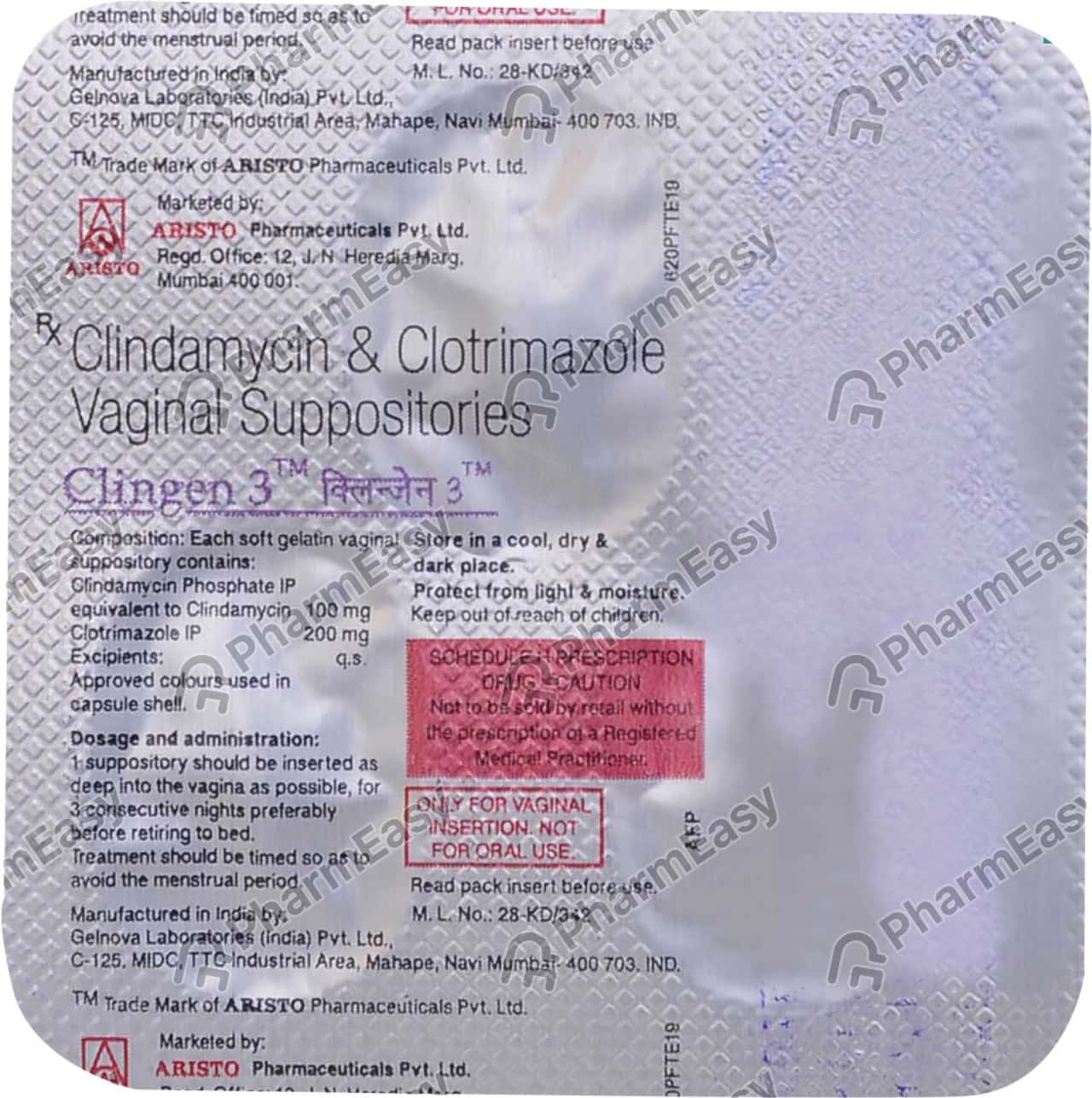 Clingen 3 Strip Of 3 Vaginal Suppository: Uses, Side Effects, Price ...