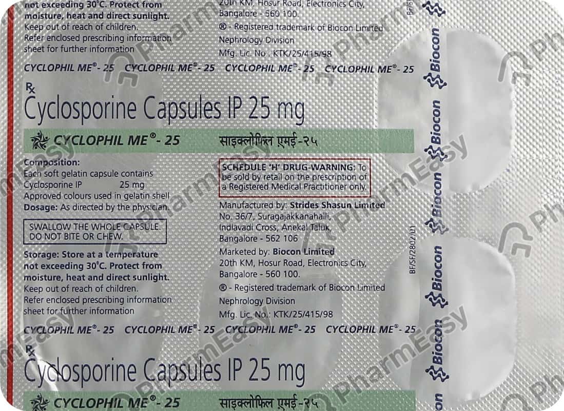 Cyclophil Me 25 MG Capsule (5): Uses, Side Effects, Price & Dosage ...