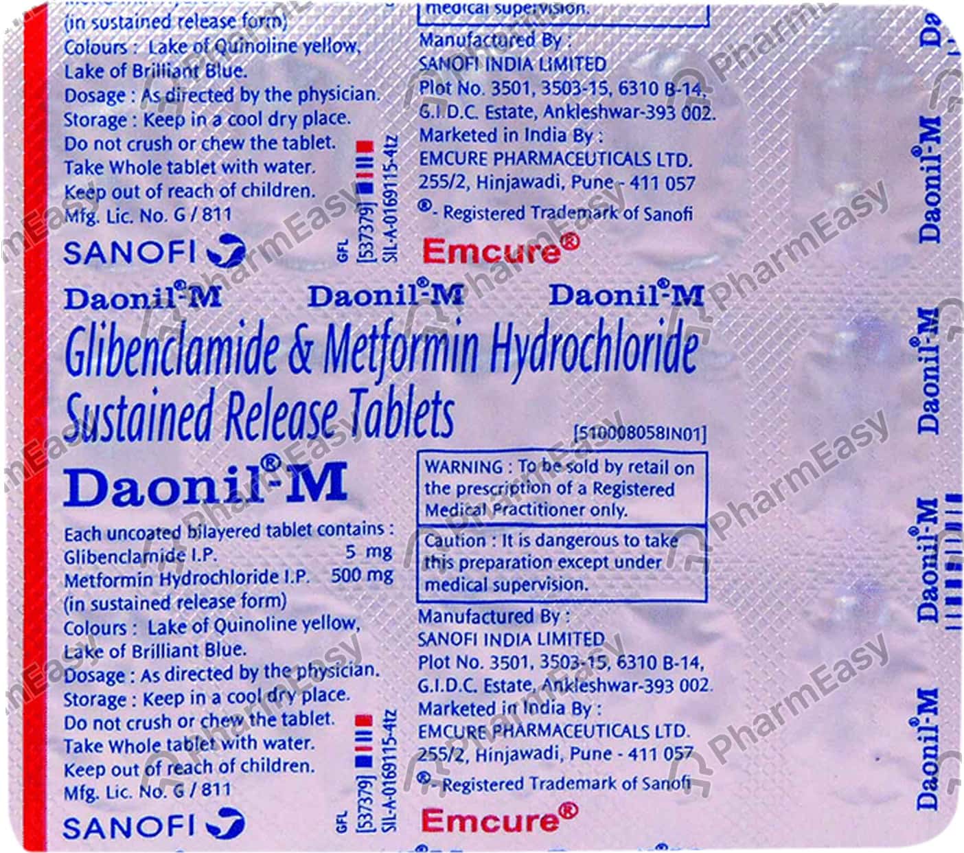 Buy Daonil M Strip Of 10 Tablets Online at Flat 15% OFF | PharmEasy