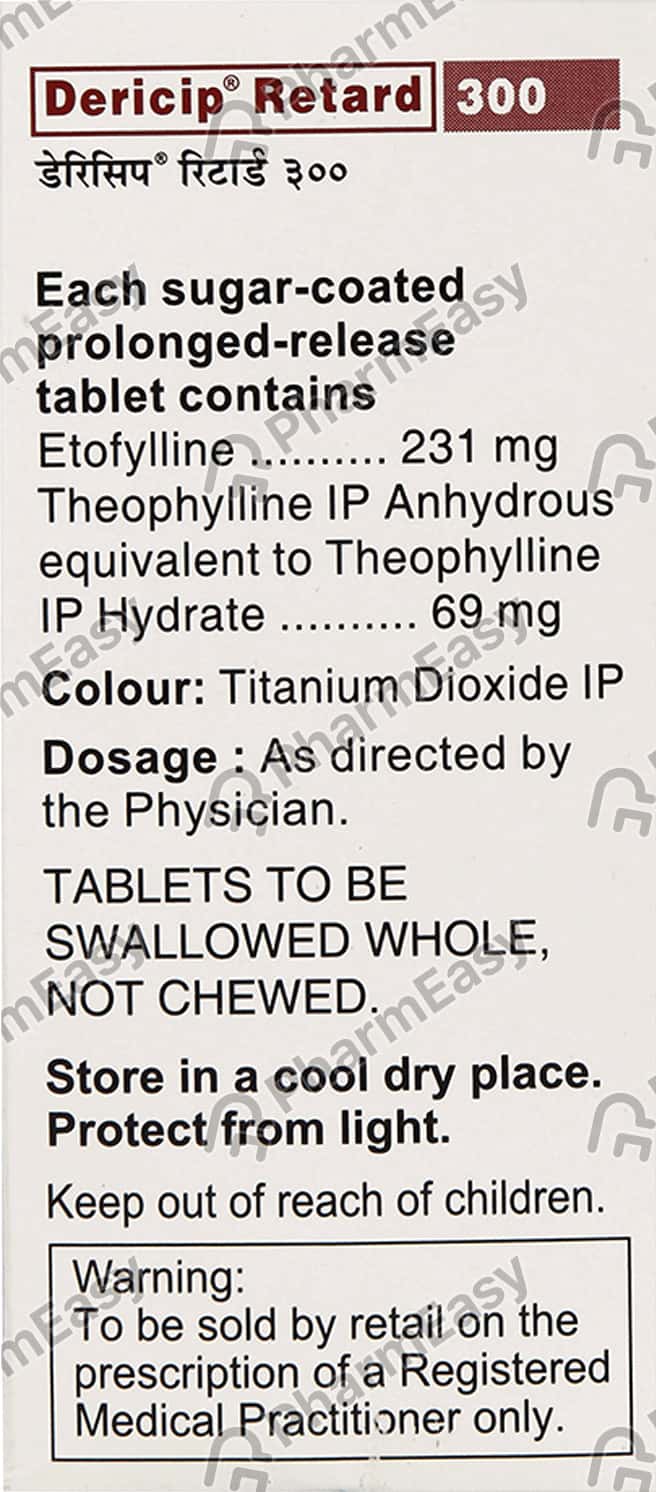 Dericip Retard 300mg Strip Of 10 Tablets: Uses, Side Effects, Price ...