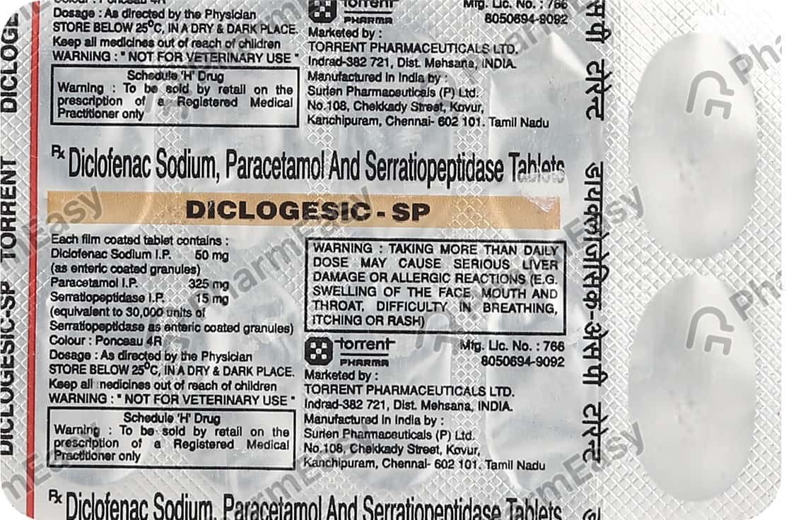 Diclogesic Sp Strip Of 10 Tablets: Uses, Side Effects, Price & Dosage ...