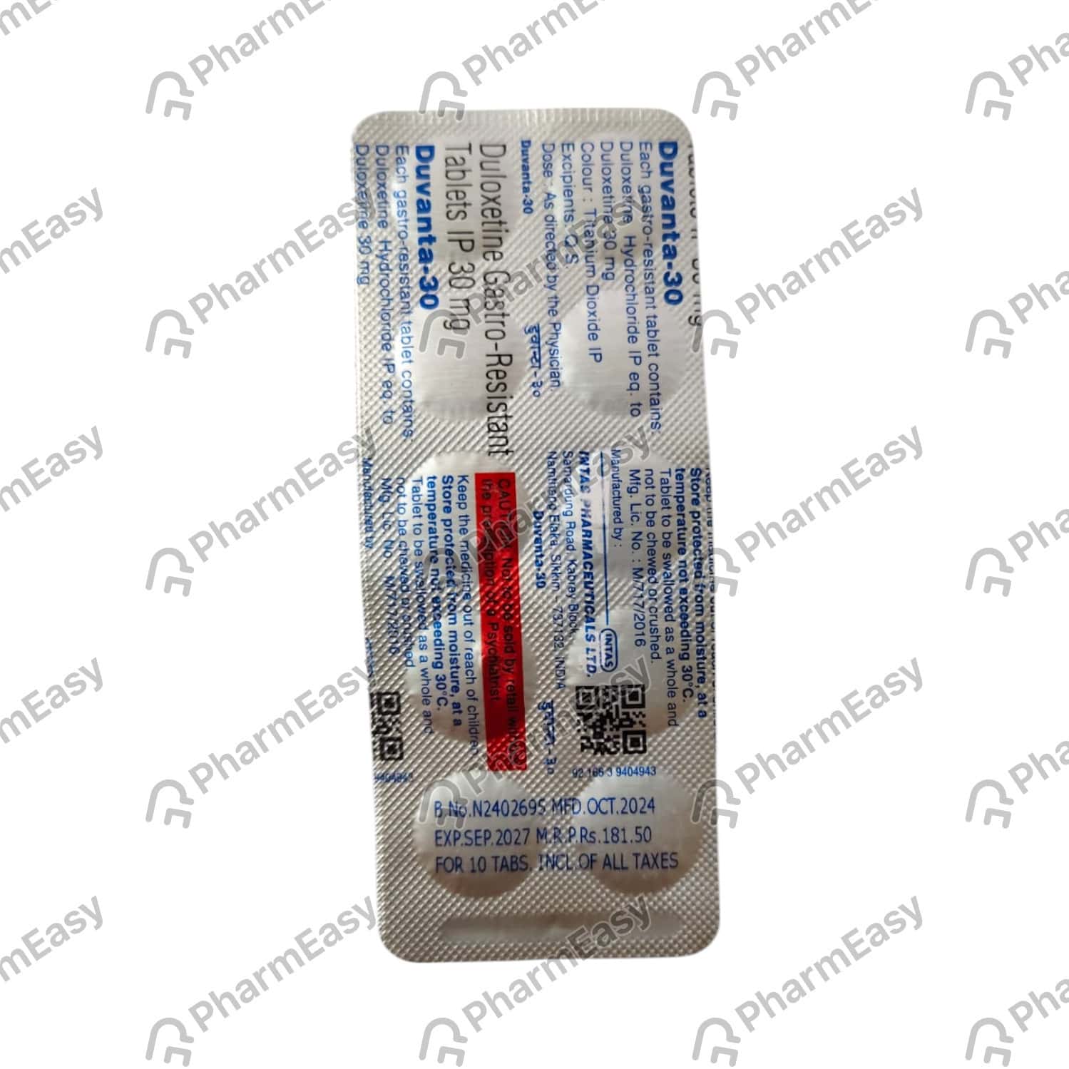 Duvanta 30 MG Tablet (10): Uses, Side Effects, Price & Dosage | PharmEasy