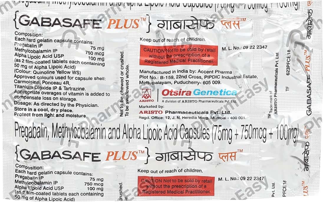 Gabasafe Plus Capsule: Uses, Side Effects, Price & Dosage | PharmEasy