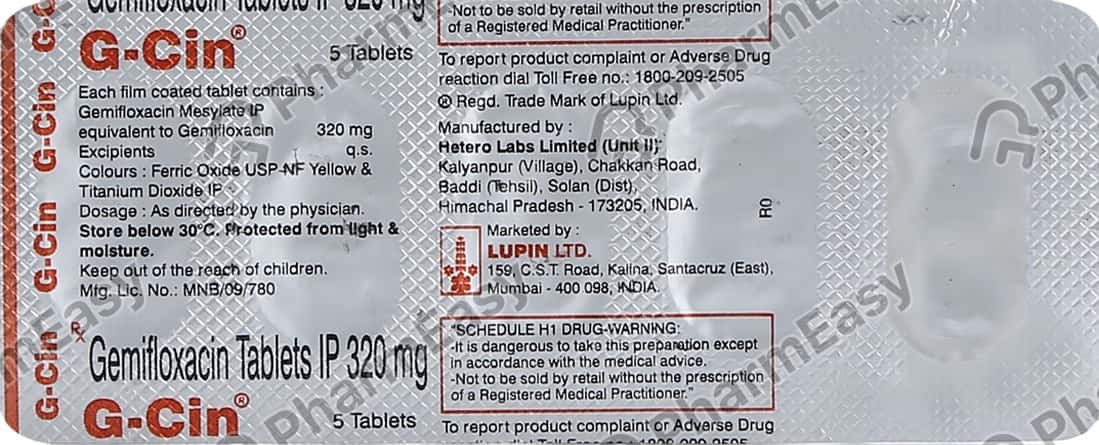 G Cin 320 MG Tablet (5): Uses, Side Effects, Price, Dosage ...